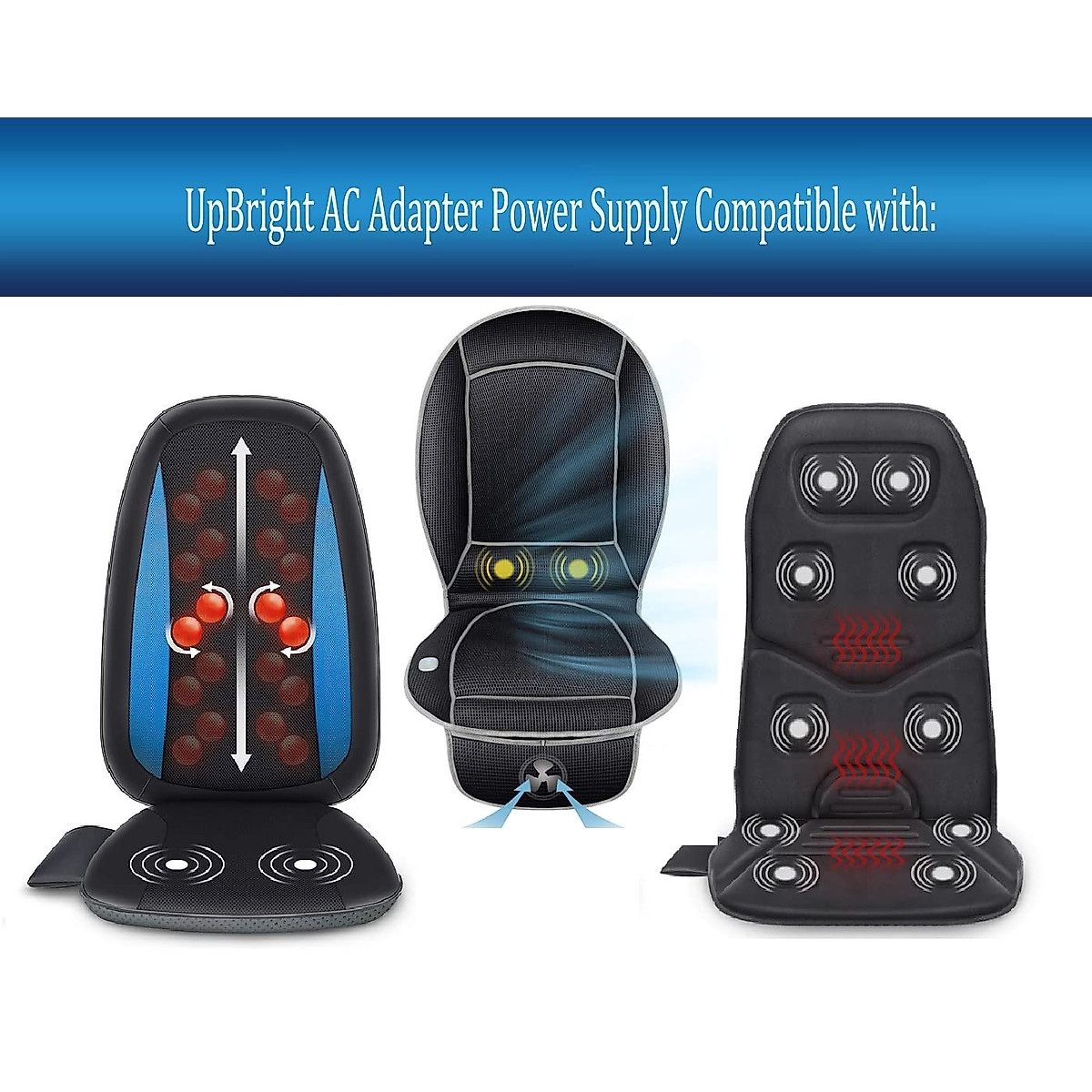 UpBright 12V AC/DC Adapter Compatible with Comfier CF-2401 CF-2606 CF-2606MC CF-2206 Shiatsu Back Massager Massage Chair Pad Seat Cushion w/Heat DC12V 2A 12.0V 2.0A Power Supply Cord Cable Charger PSU