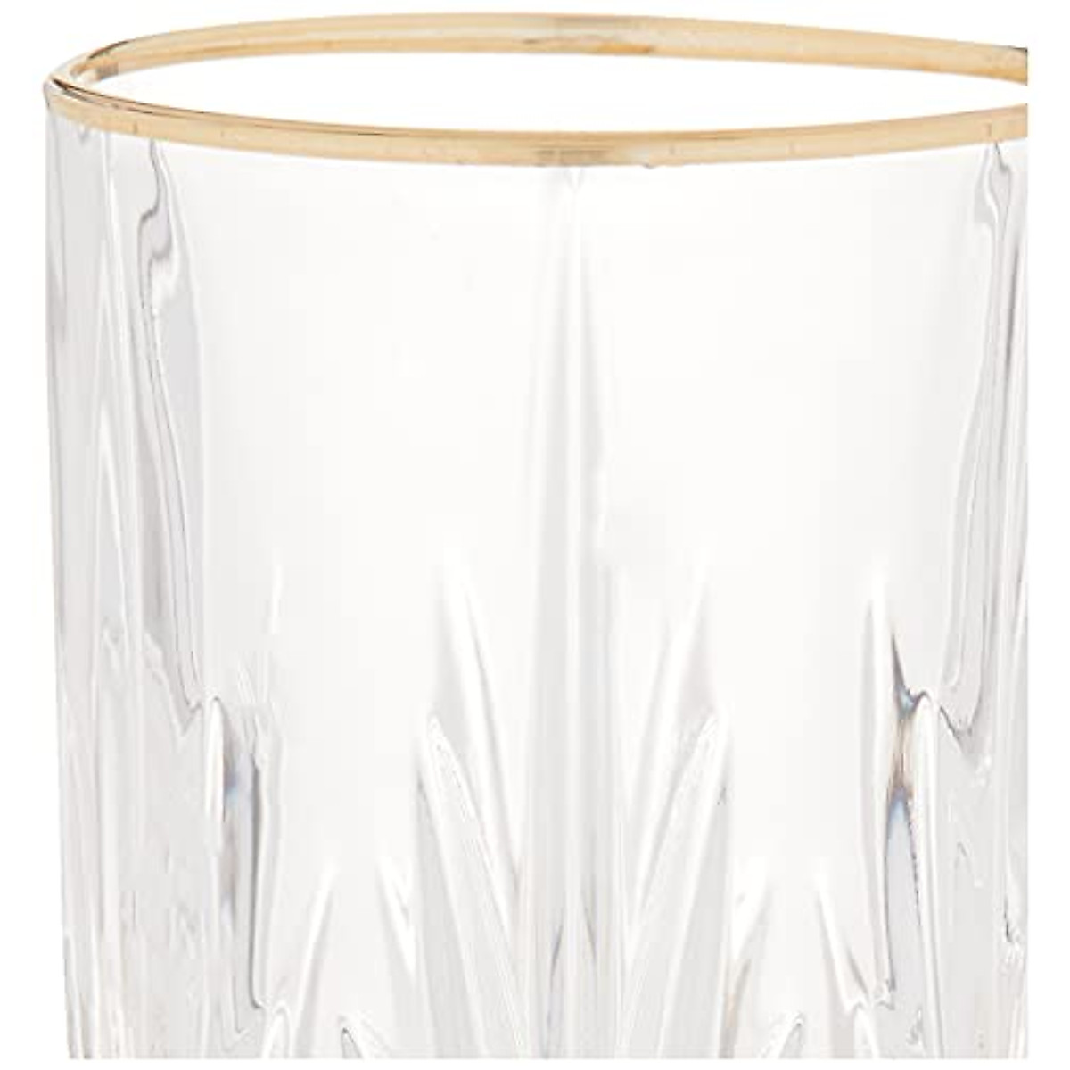 Lorren Home Trends Siena Collection Crystal Water Beverage or Ice Tea Glass with Gold Band Design, Set of 4,12 ounces