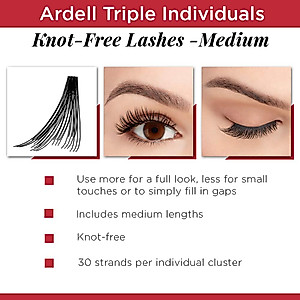 Ardell False Eyelashes Triple Individuals Knot-Free Medium Black 4 Pack