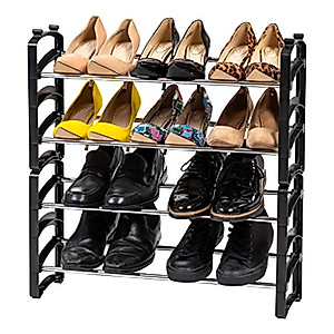 IRIS USA 2-Tier Shoe Rack, Up to 6 Pairs, Shoe Organizer for Closet Entryway Small Space, Shoe Storage Shelf, Tall Metal Shoe Rack, Shoe Stand, High-Heels
