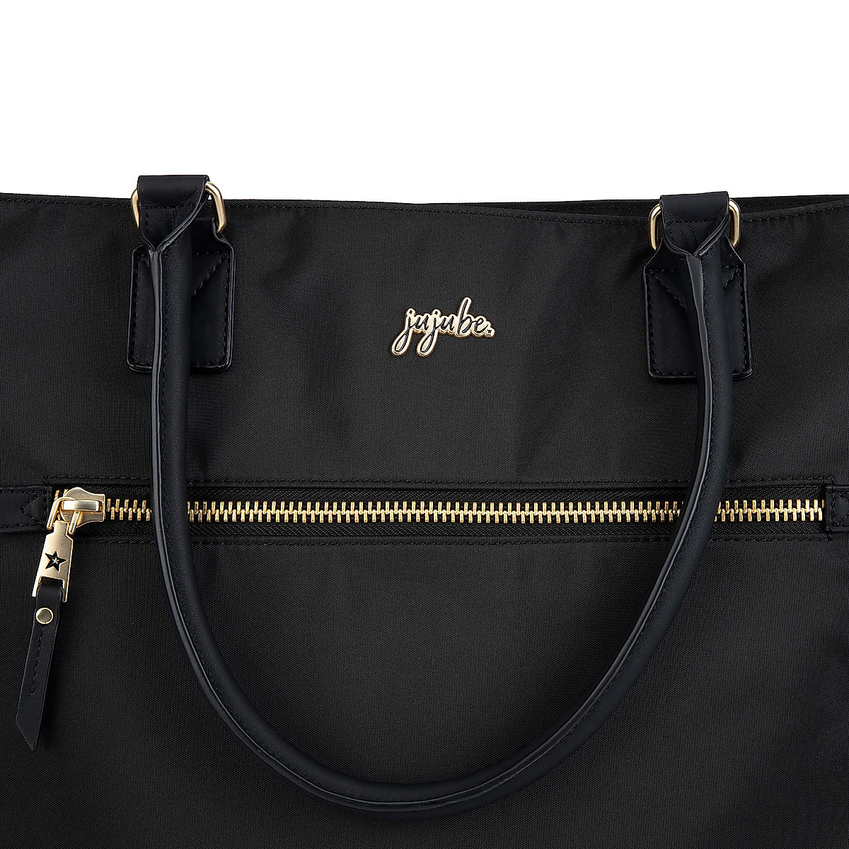 JuJuBe | Eco Tote Bag, Fashion Diaper Bag Tote for Moms with 3 Exterior Pockets, 11 Interior Pockets, and Wipe-Clean Microfiber Changing Pad | Black Catwalk 15 in x 13 in x 5 in