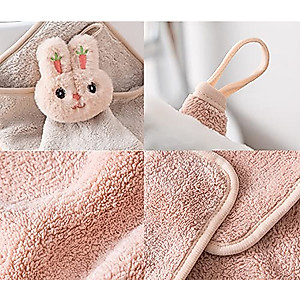 VSER 4 Pack Hanging Hand Towels for Bathroom&Kitchen,Ultra Thick Hand Towel with Hanging Loop,Cute Child/Kids Microfiber Rabbit Hand Towels.Soft,Absorbent,Fast Drying,Reusable,Stylish&Attractive