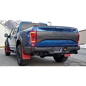 RokBlokz Mud Flaps for 2017-2020 Ford Raptor - Set of 4 - Multiple Colors Available - Mud Guards are Custom Cut and Fit - Includes All Mounting Hardware (Black with Black Logo)