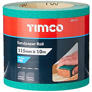 TIMCO 80 Grit Sandpaper Roll - Green -115mm x 10m