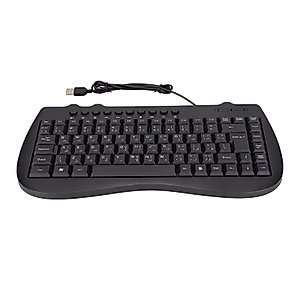 Dilwe Compact Gaming Office Keyboard, 87 Key Wired Mini USB Interface Desktop Computer Mute Ultra Thin Keyboard Multimedia Keyboard Quiet Clicks(Arabic)