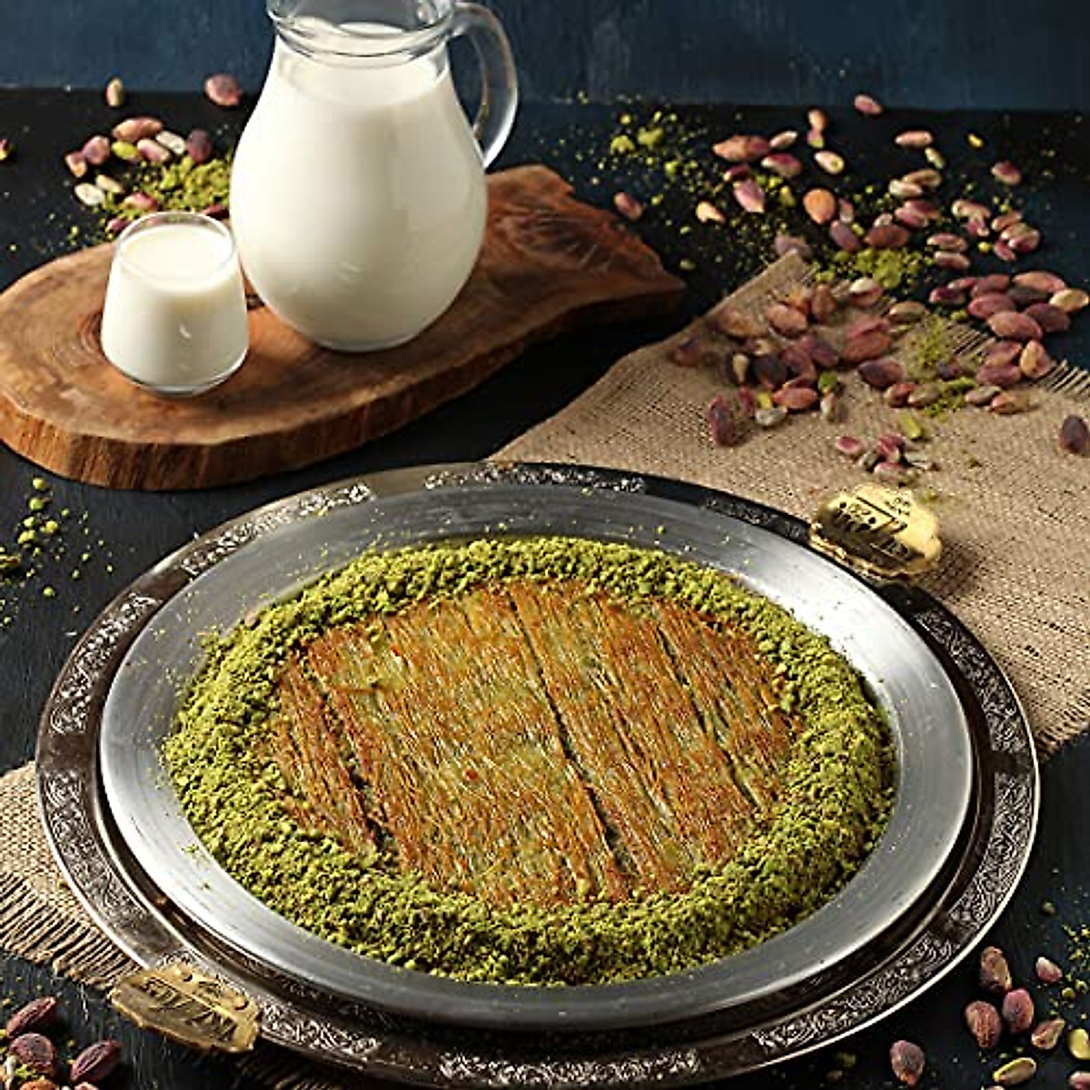 Kunefe Plates Set of 3, Kunafa Dough Serving Plates, Kataifi Dough Silver Plates, Aluminum Plates for Kunafa Shredded Dough, Turkish Kunefe Serving Plates (Small 5 in)