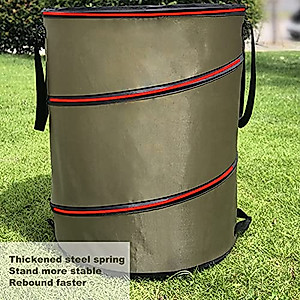 Collapsible Trash Can, 30 Gallon Large Collapsible Pop Up Recycling Leaf Bag Reusable Camping Trash Can with Handles, Waterproof and Tear Resistance, for Camping, Laundry, Storage, Garden (Green)