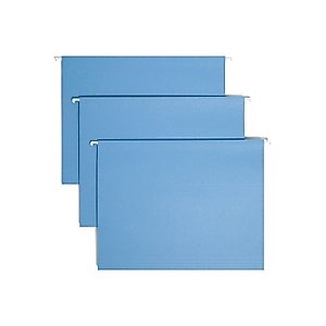 Smead Standard Hanging File Folders, 25 Count, Blue, 1/5-Cut Adjustable Tabs, Letter Size (64060)