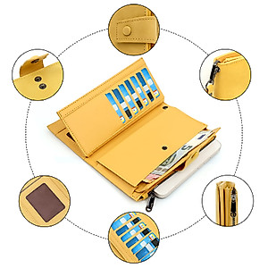 TAN.TOMI Wallet Women, Vegan Leather Women Wallet Large Capacity, Wallet for Women RFID Blocking with Multi Card Organizers