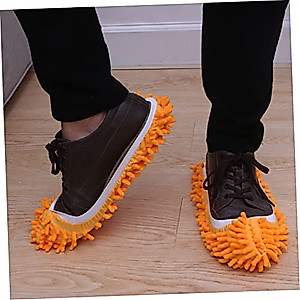 Cleaning Mop 4 Pcs Floor Cleaner Mop Cleaning Mops Floor Mops Slippers Lazy Mop Slippers Floor Cleaning Slipper Lay Shoe Cover Orange Washable The Lazy Dust Mop Slipper Mop Cap