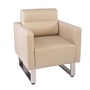 LUCKYERMORE Set of 2 Office Guest Chairs Waiting Room Chairs Lobby Chairs Black Leather Chairs Sofa Barrel Club Chairs Heavy Duty and Great Support Cushion Armchair for Office Guest Reception