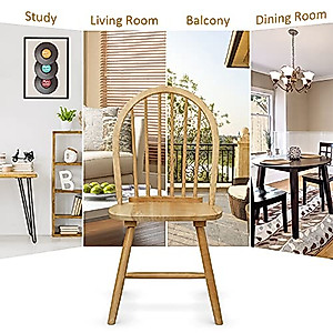 Giantex Set of 4 Windsor Chairs, Wood Dining Chairs, French Country Armless Spindle Back Dining Chairs, Farmhouse Kitchen Dining Room Chairs, Oak