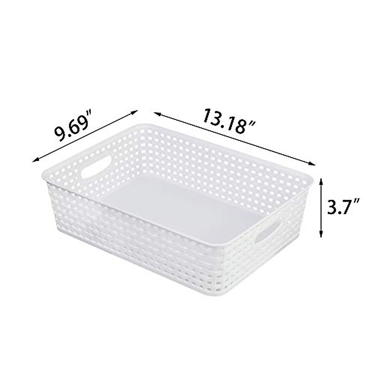 AnnkkyUS 4-Pack White Plastic Basket Trays, Rectangle Paper Storage Baskets