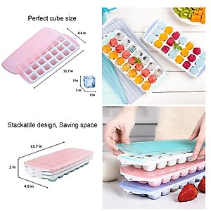 Small Ice Cube Trays with Lid for Freezer,Mini Ice Cube Trays for Freezer with Lid,Silicone Ice Cube Trays,Tiny Ice Cube Trays for Freezer,BPA Free,Easy to Remove and Perfect Cube Size