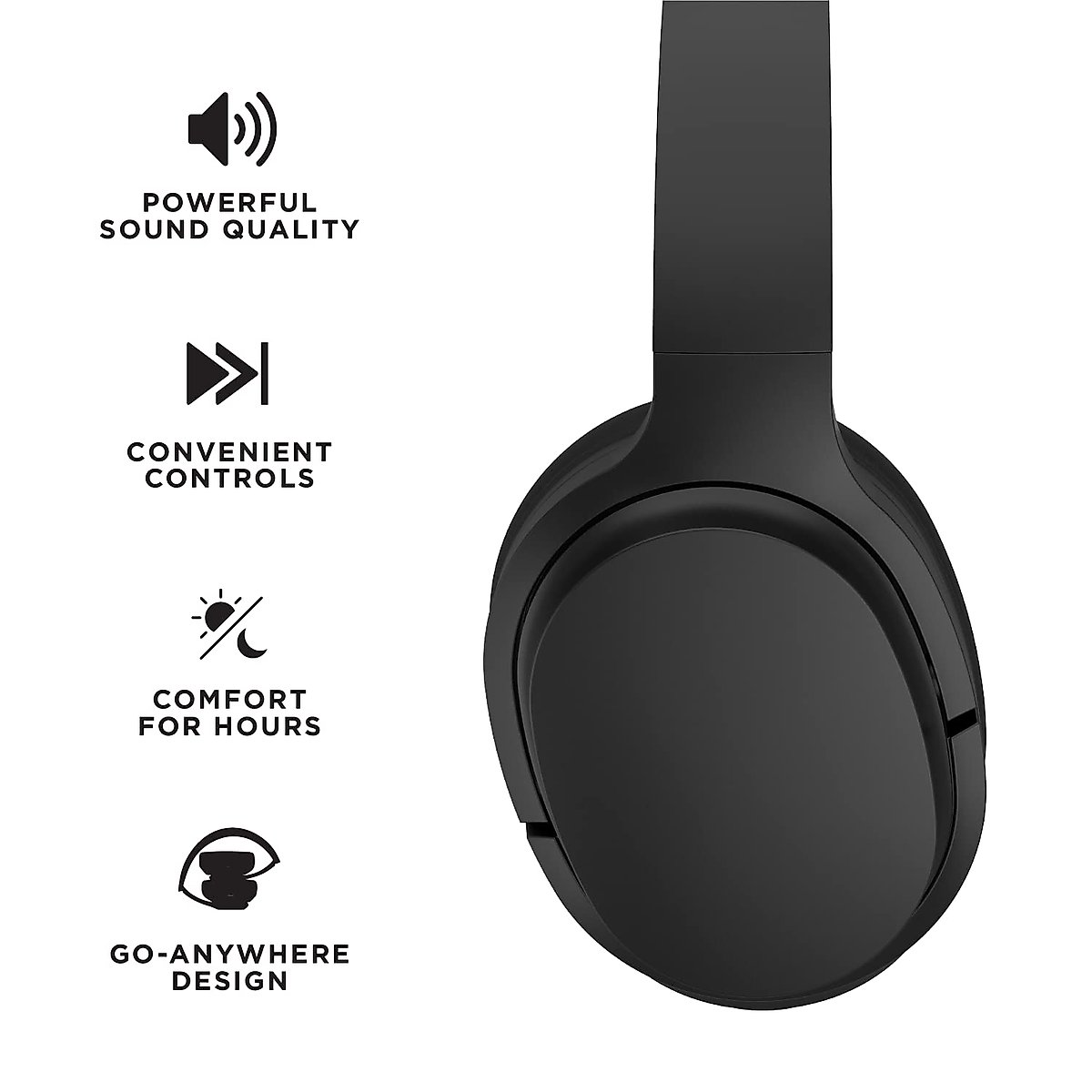 Itech Fusion 2 S Smartwatch with Wireless Headphones, Heart Rate, Step Counter, Sleep Monitor, Message, IP67 Water Resistant Unisex, Touch Screen, Compatible with iPhone and Android (Black)