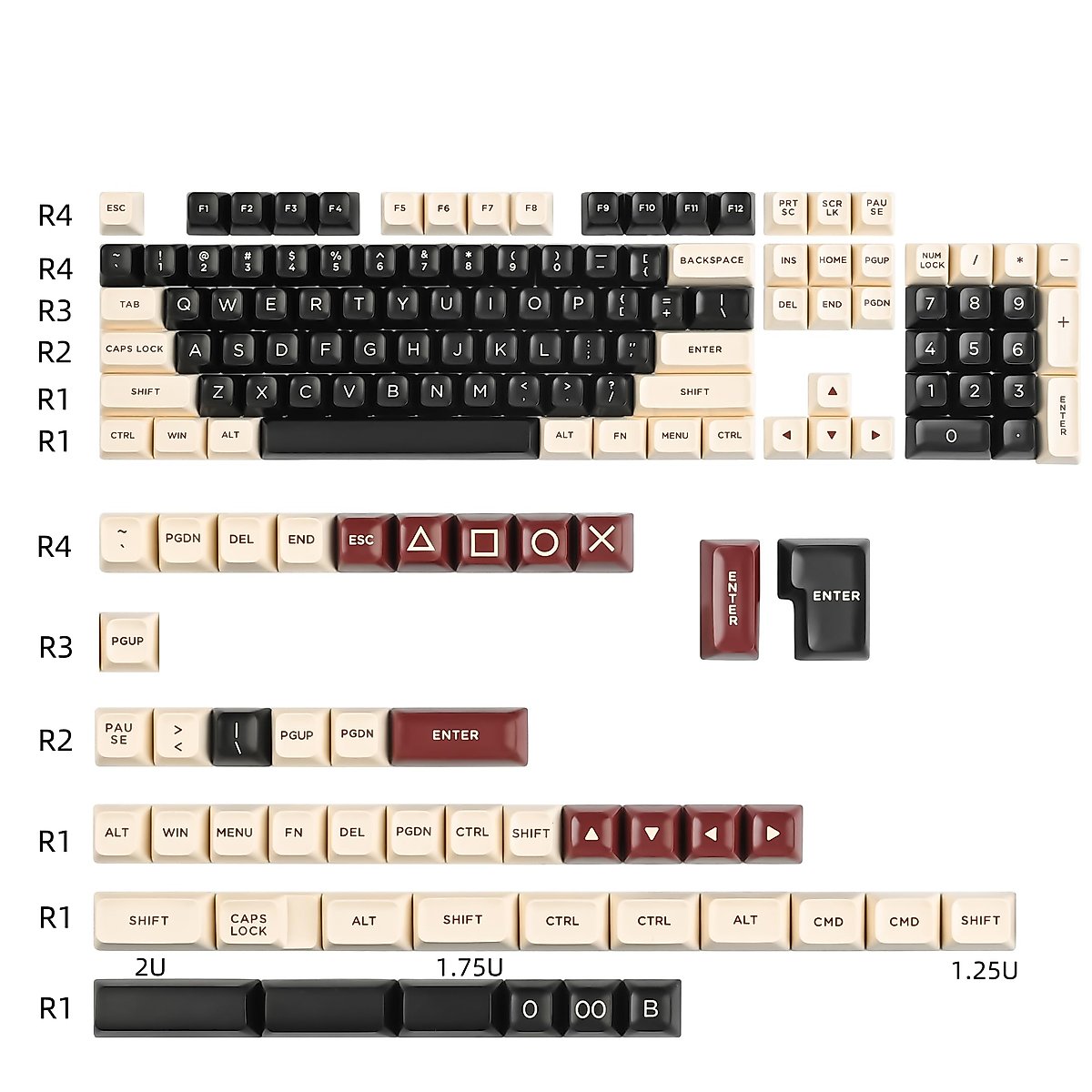 Rome ASA Custom keycaps ，150 Keys Double-Shot Key Cap Set for Cherry/Gateron MX switches 60 Percent / 64/61 Gaming Mechanical Keyboard