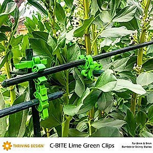 C-BITE Garden Clips Customizable, Reusable, and Strong Connections to Metal or Bamboo Stakes. Create Custom Support Solutions Clips Build Sturdy Tomato Cages, Climbing Vine Trellis (Lime)