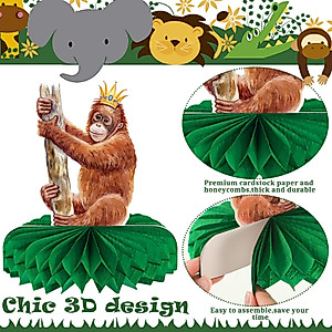 Yeaqee 12 Pcs Jungle Animals Honeycomb Centerpieces Safari Jungle Themed Birthday Party Supplies Wild Animals Jungle Party Decorations Baby Shower Table Decorations for Boys Girls (Fresh Style)