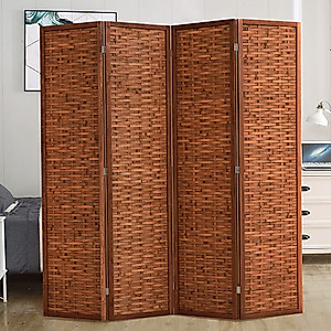 Corelax Room Divider Privacy Screen with Natural Bamboo,4-Panel 5-Panel 6-Panel Folding Privacy Screens,Freestanding Room Divider