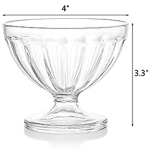 Lawei 12 Pack Acrylic Ice Cream Bowls - 8 Oz Clear Plastic Dessert Cups Footed Ice Cream Bowls for Dessert, Sundae, Ice Cream, Salad, Cocktail, Condiment, Trifle