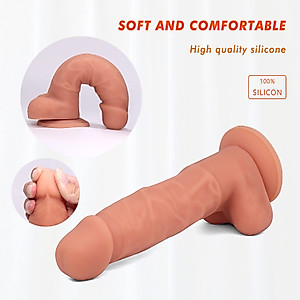 Realistic Silicone Dildo Sex Toy for Women with Strong Suction Cup, 7 Inch Liquid Silicone Body-Safe Large Anal Dildo for Men Adult Toys for Beginners