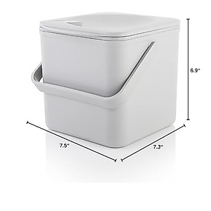 Minky Homecare Kitchen Compost Bin – Countertop Food Waste Caddy with Easy Wipe Clean Interior – Made in the UK - 3.5L (0.9 gal.) (Light Grey)
