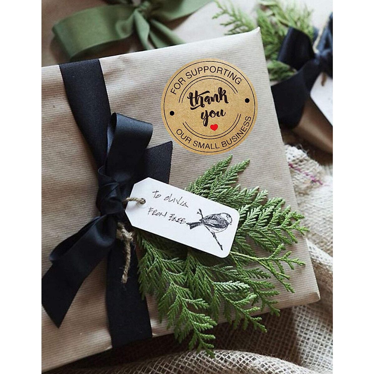 2" Round Kraft Thank You Stickers - Printed Thank You for Supporting Our Small Business Stickers with Hearts Used for Business,Online Sellers,Boutiques, Small Shops (500pcs) (2inch)