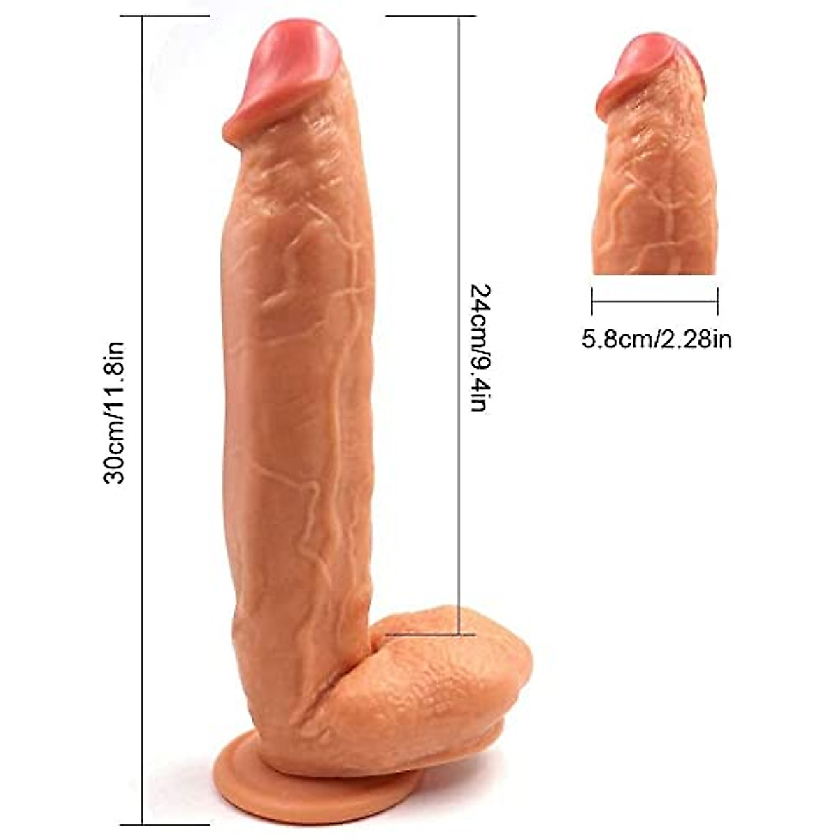 12.03 inches Hidden Packing Silicone Suction Cup Realistic Classic Dick Wand with Strong Suction Cups for Men and Women or Men's and Women's Games-A59