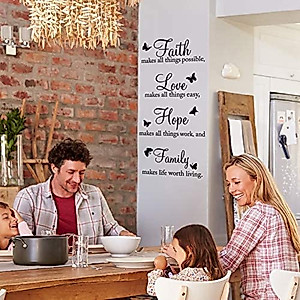 2 Sheets Bible Verse Wall Decals Wall Stickers Faith Hope Love Family Inspirational Wall Stickers Bible Verse Scripture Motivational Sayings Sticker for Home Classroom Living Room Wall Decor(Classic)