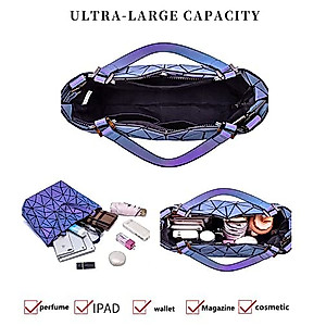 FZChenrry Luminous Geometric Backpacks Women Holographic Reflective Bags Handbags Holographic Reflective Bags Iridescent Backpack