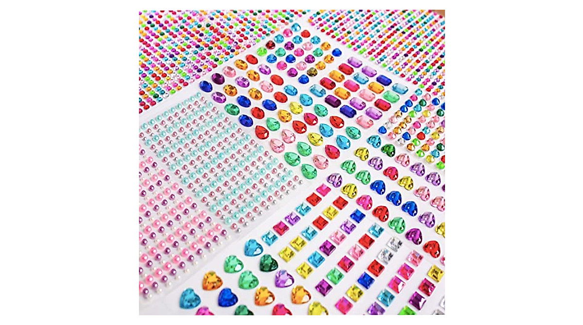 2200+ Gem Stickers, Glitter Stickers Rhinestones Self Adhesive Jewel ...