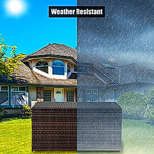 VINGLI Upgraded Version 132 Gallon Outdoor Storage Box, Patio Rattan Deck Box, Wicker Storage Bench for Indoor, Outdoor, Pool, Balcony, Yard, Garden, Brown