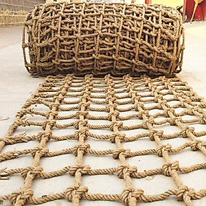 Hynet Rope Net for Treehouse, Plants Fence Hemp Rope Netting Children Swing Climbing Safety Net Balcony Railing Protective Net Playground Hammock Cargo Net (Size : 1 * 2m(3 * 7ft))