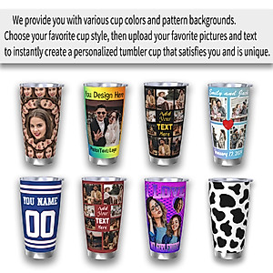 Generic Customized Tumbler Cup Personalized Coffee Mug with Photo Text Men Women Custom Stainless Steel Tumbler 20oz Custom Mug Gifts for Dad Mom Friends