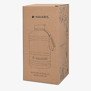 Navaris Stainless Steel Water Bottle - Single-Walled 75oz (2.2L) Big Metal Drinking Bottle for Sports, Camping, Gym - More Than Half Gallon Capacity