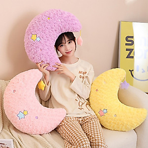 Goylmc Moon Stuffed Pillow, Moon Plush Toy Hanging a Star, Home Decoration Christmas Birthday Gift for Kids Adults (17.7inch)