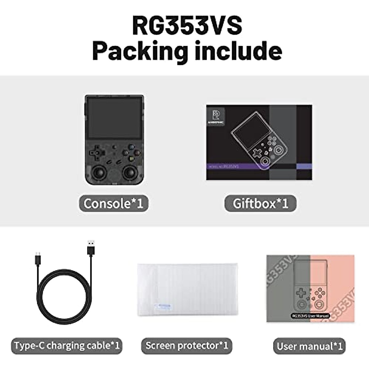 RG353VS Retro Handheld Game Linux System RG3566 3.5 inch IPS Screen,RG353VS with 64G TF Card Pre-Installed 4452 Games Supports 5G WiFi 4.2 Bluetooth Online Fighting,Streaming and HDMI