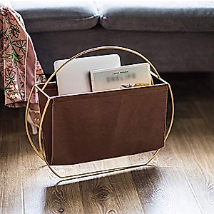 Magazine Newspaper Baskets Magazine Rack Newspaper Magazine Storage Rack Simple Iron Art Simple Bookshelf Creative Book Living Room Magazine Rack (Color : Brown, Size : 464012cm)