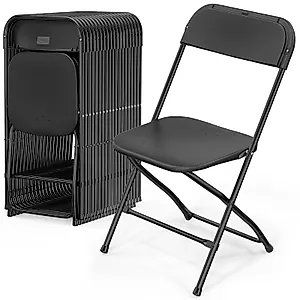 VINGLI 20 Pack Black Plastic Folding Chair, Indoor Outdoor Portable Stackable Commercial Seat with Steel Frame 350lb. Capacity for Events Office Wedding Party Picnic Kitchen Dining