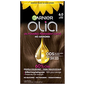 Garnier Hair Color Olia Ammonia-Free Brilliant Color Oil-Rich Permanent Hair Dye, 6.0 Light Brown, 1 Count (Packaging May Vary)