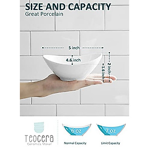 Teocera Porcelain Small Bowls, Dessert Bowls Set - 6 Ounce for Ice Cream, Small Side Dishes, Set of 6, White