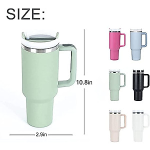 RaepperHan 40oz Car Travel Mug With Handle And Straw Lid | Stainless Steel Insulated Mug | Hot & Cold Drink Mug, Fitness & Sports Mug (Rose red)