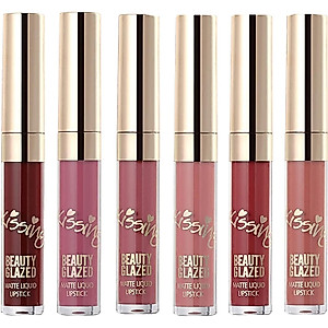 MYUANGO Set of 6 Matte Liquid Lipsticks -Vegan, Long Lasting, Waterproof, Non-Stick Finish for Women and Girl