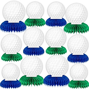 QOUBAI 12 Pcs Golf Honeycomb Centerpieces Golf Party Decorations Sports Party Decor Golf Table Toppers Golf Birthday Party Decoration for Golf Party Favor Sports Birthday Baby Shower Party Supplies