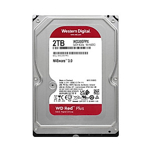 Western Digital 2TB WD Red Plus NAS Internal Hard Drive HDD - 5400 RPM, SATA 6 Gb/s, CMR, 64 MB Cache, 3.5" -WD20EFPX