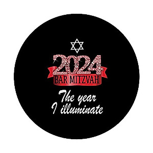 2024 Bar Mitzvah Quote Festive Black Red Decor PopSockets Standard PopGrip