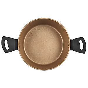 Russell Hobbs RH01670BEU Opulence 24 cm Stockpot - Non-Stick Casserole Pot with Tempered Glass Lid, Induction Hob Suitable, Forged Aluminium Cookware, Dishwasher Safe, Metal Utensil Safe, Gold