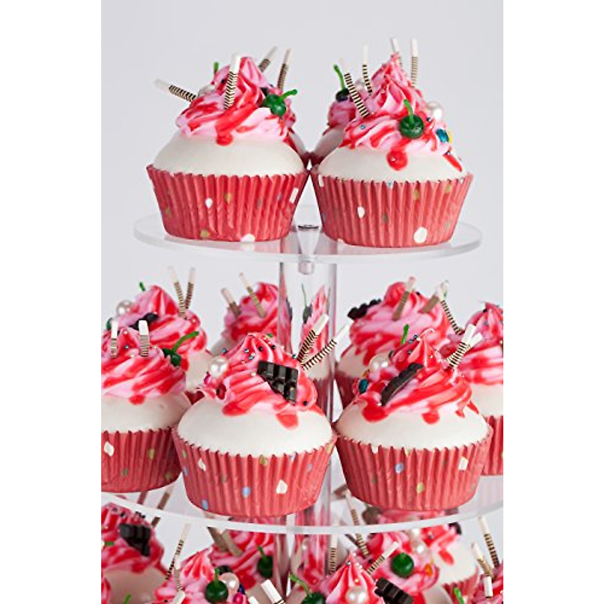 5 Tier Maypole Round Acrylic Cupcake Tree Tower Display Stand Display for Pastry Wedding Birthday Party- 16 Inch