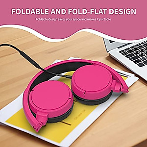 AUOUA Life On Music Headphones with Microphone, Lightweight and Folding Wired 3.5mm Stereo Headsets for Kids Teens, Adjustable Headband Stereo Headset for Computer Ipad Android Phone