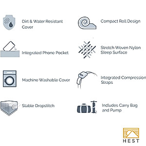 HEST Sleep System - Memory Foam Camping Mattress with Inflatable Pump and Carry Bag, Single Mattress, 78" L x 25" W